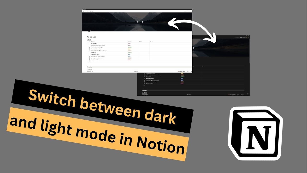 Switch between dark and light mode in Notion - YouTube