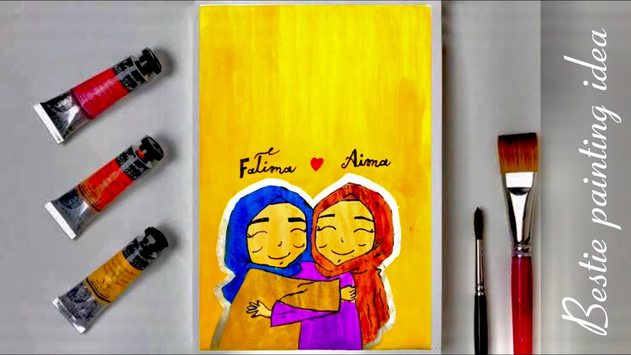Best Friend Painting Ideas | Best Friend Painting Easy | Fatima_Art ...