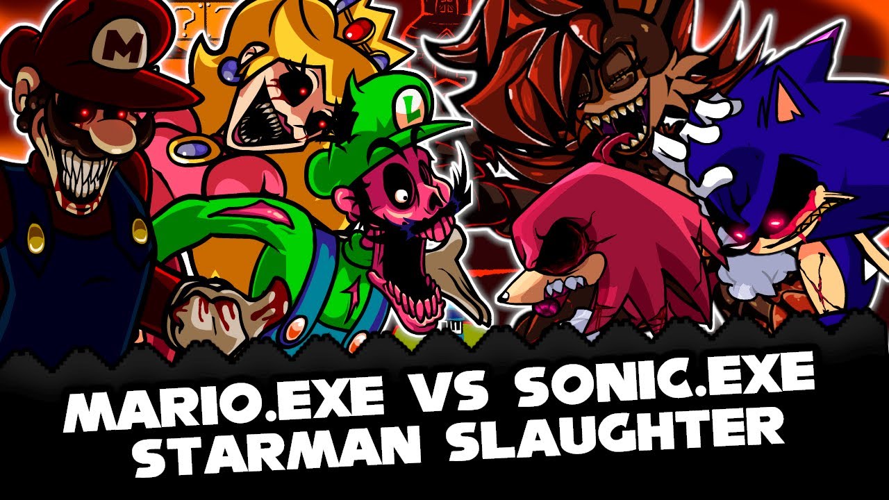 FNF | Mario.Exe Vs Sonic.Exe | Starman Slaughter - Mario's Madness V2 ...