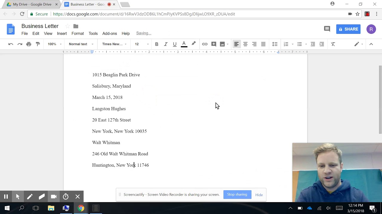 Business Letter Google Docs - YouTube