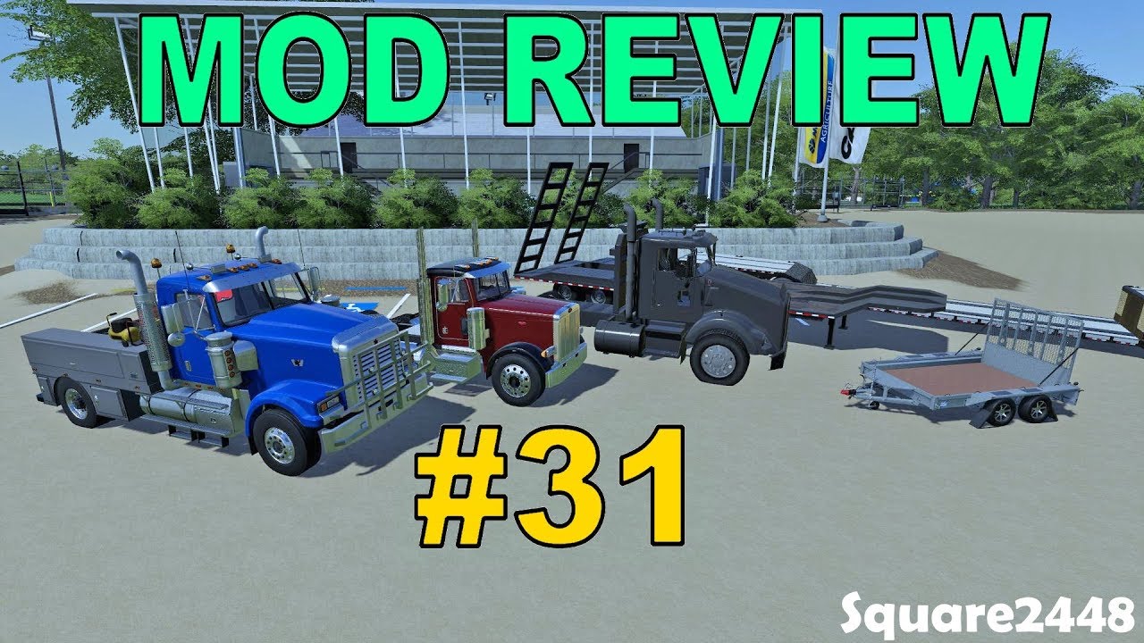 Farming Simulator 19 Mod Review #31 Semi Trucks, Sevice Truck, Flatbed ...