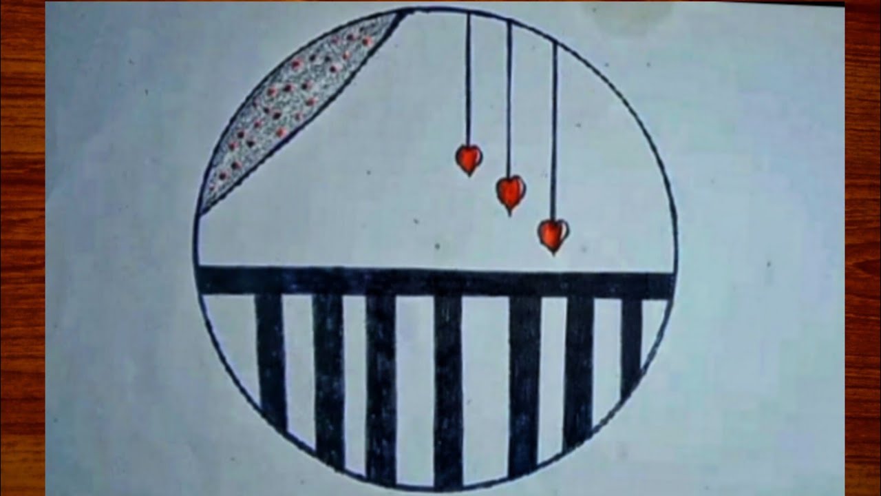How to draw three hearts ⚪👈 circle drawing || very easy circle drawing ...