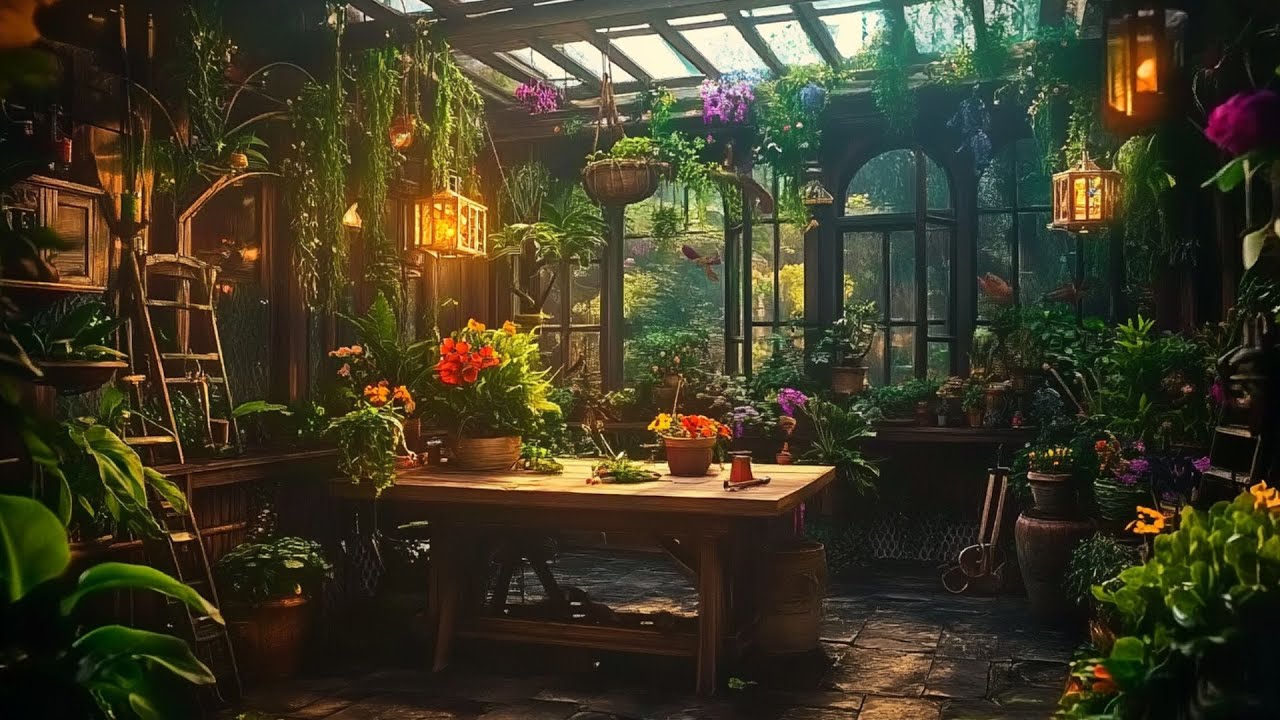 Magic House Inside The Old Tree📚Music and Rain Sounds with Atmosphere ...