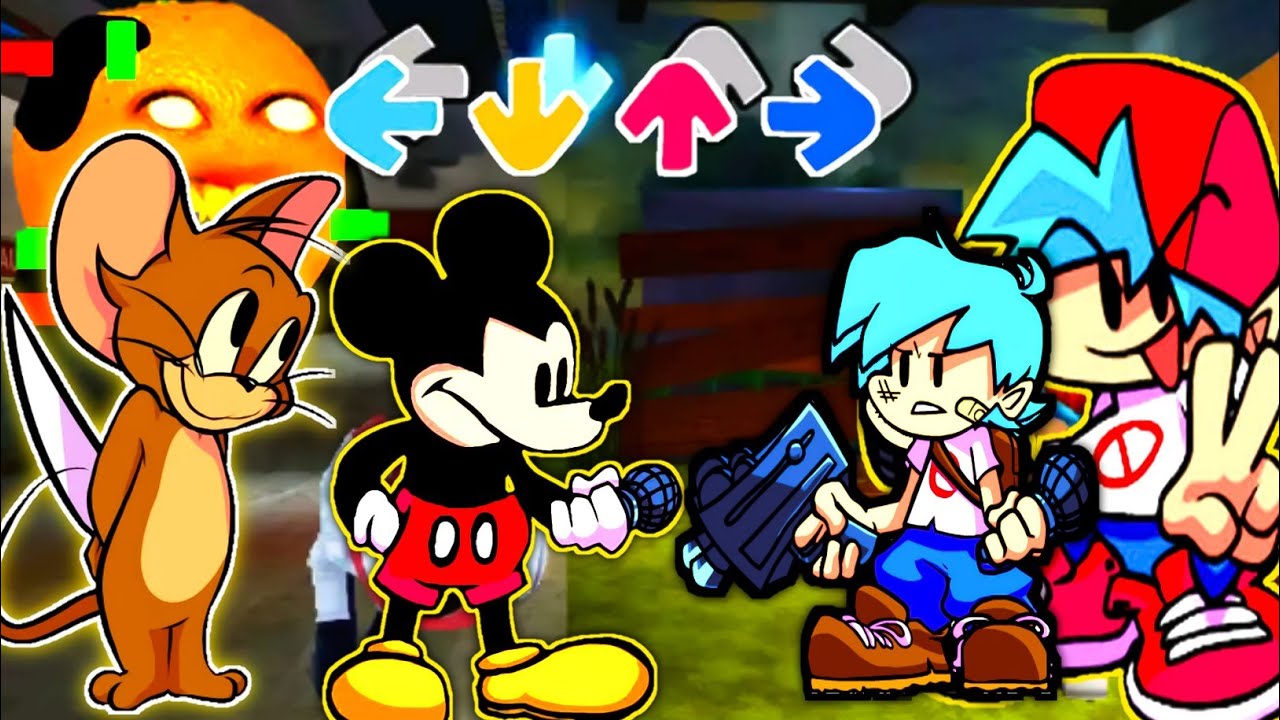 Friday Night Funkin Full Week ++ Jerry + Mickey + Annoying Orange ...