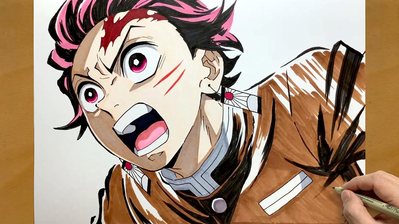 How to draw Tanjiro Kamado from Demon Slayer | Kimetsu no Yaiba | step ...