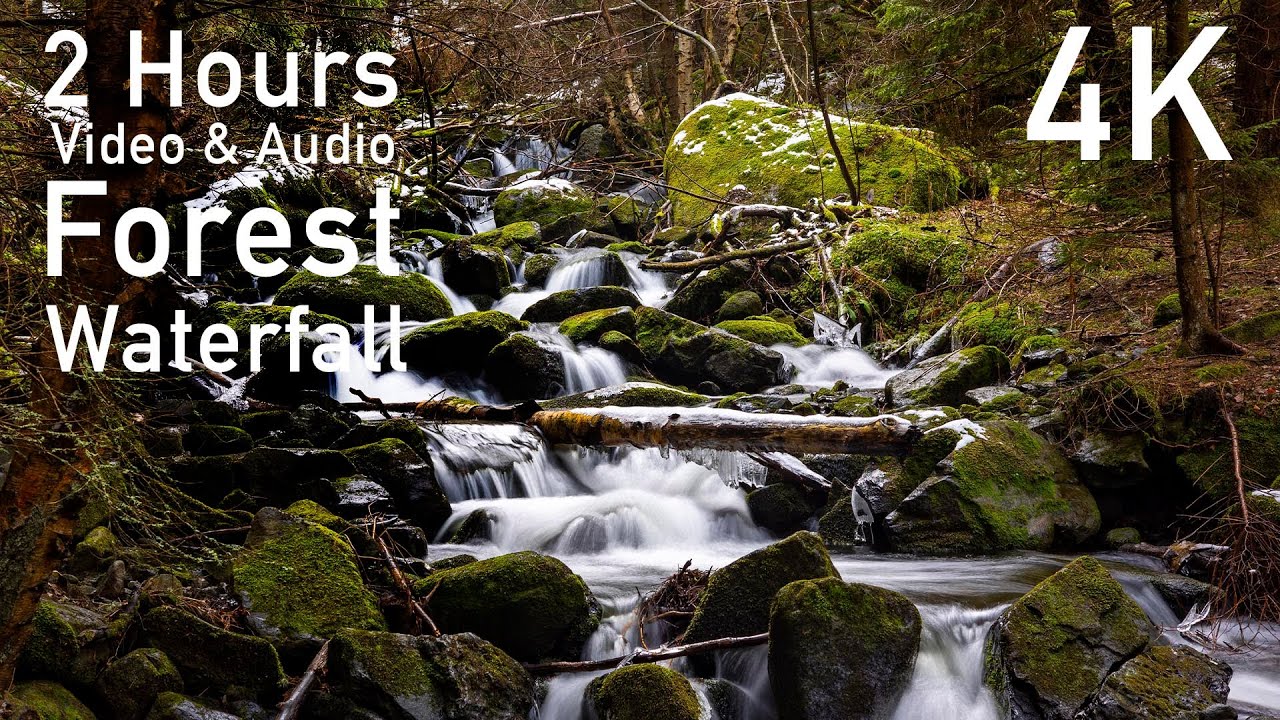 4K UHD 2 HOURS Beautiful Forest Waterfall Mindfulness, ambience ...