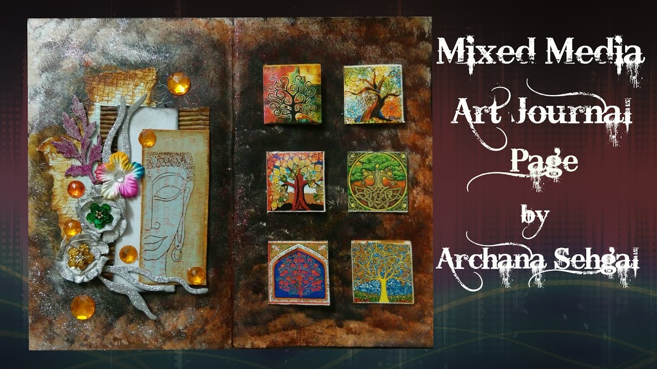 Mixed Media Art Journal page using Stamps designed by me - YouTube