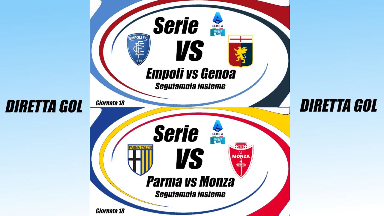 PARMA vs MONZA - EMPOLI vs GENOA - Serie A - Giornata 18 - DIRETTA ...