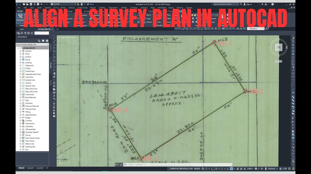 How to Goereference Survey Plan in AutoCAD Civil 3D - YouTube