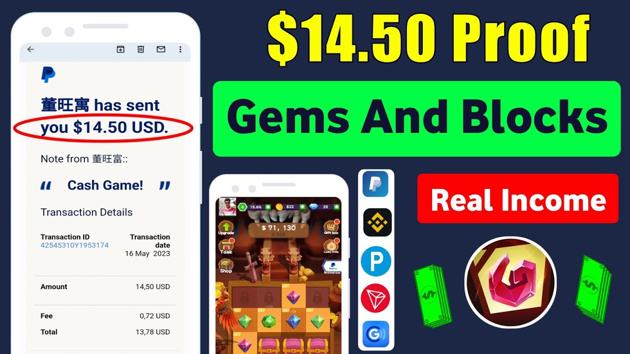 $14.50 Paypal Paid TRX,Payeer,Gcash,Dana|Gems And Blocks|How to earn ...