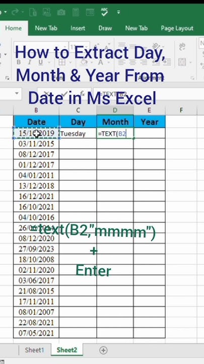How to Extract Day month & year from date in Ms Excel #Exceltutorial189 - YouTube