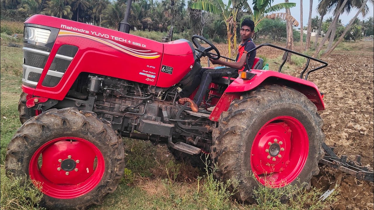 Mahindra yuvo tech plus 585 4WD tractor goes to 9 point cultivator ...