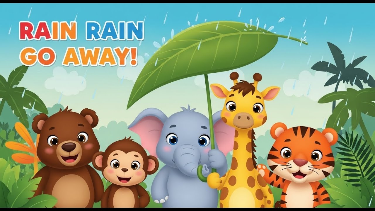 Rain Rain Go Away | Jungle Animals Singing | Cute Cartoon Nursery Rhyme ...