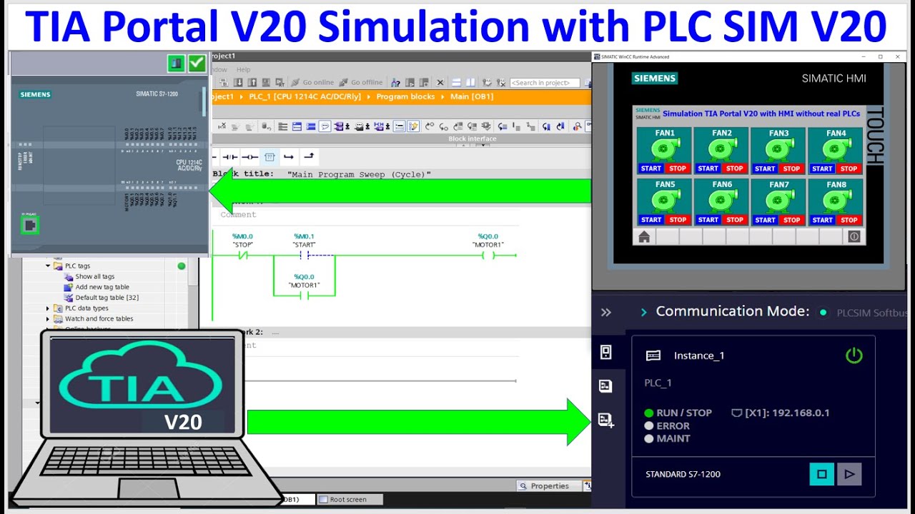 TIA Portal V20 simulation without any real PLC - YouTube