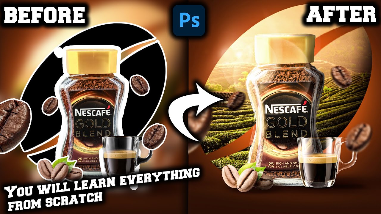 Adobe Photoshop Tutorial: Designing a Nescafe Advertisement Poster from ...