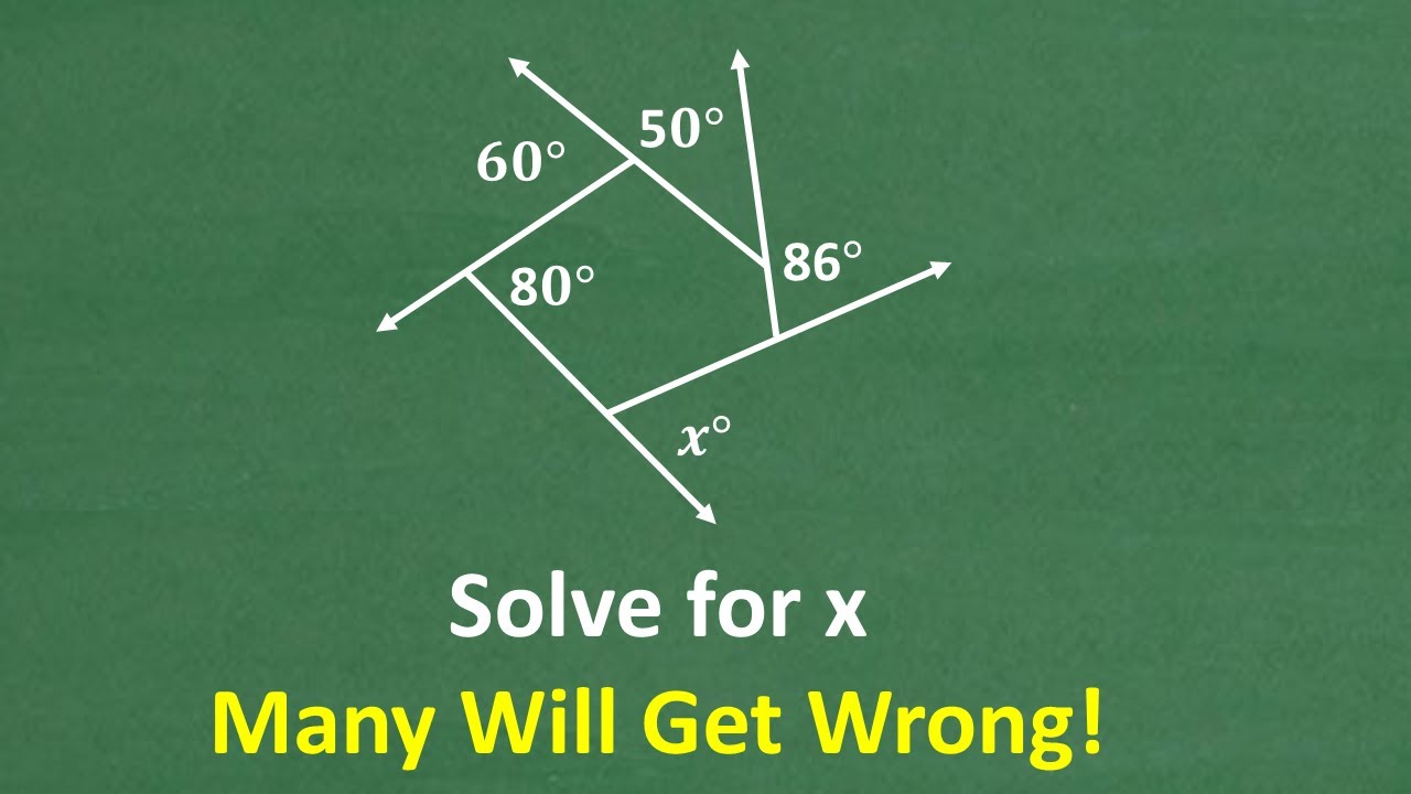 Angle x = degrees? MANY will not be able to solve this GEOMETRY Problem ...