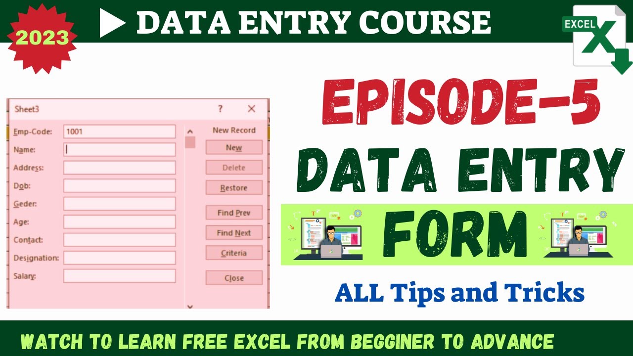 Data Entry Forms In Excelcreate Data Entry Formdata Entry Course In