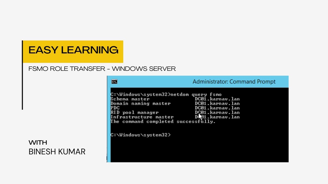 FSMO role Transfer Windows Server - YouTube