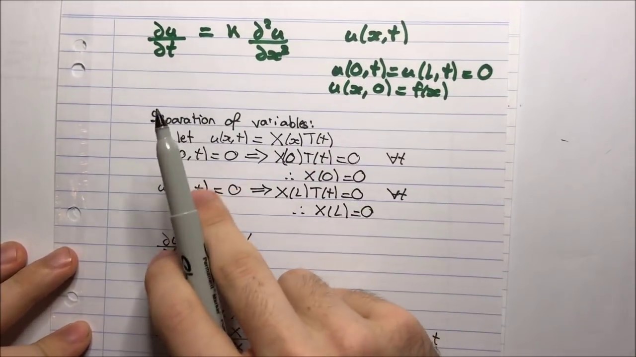 PDE Heat Equation Separation Of Variables YouTube