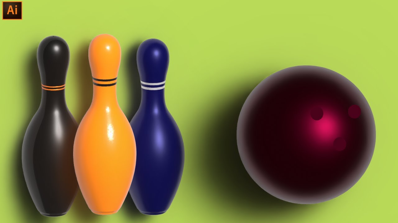 How To Create 3D Bowling Pins and Ball In Illustrator 2022 - YouTube