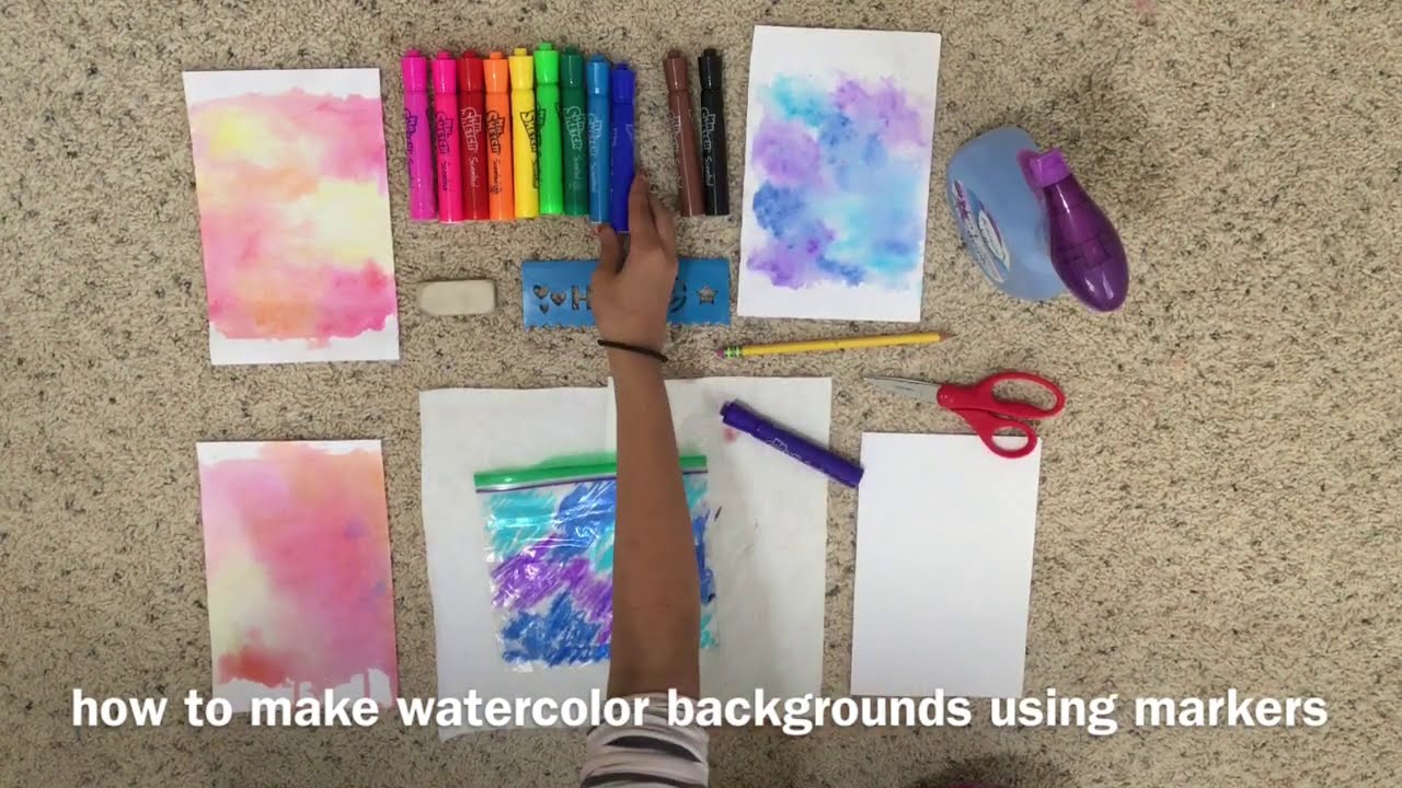 How to Make Watercolor Backgrounds Using Markers and Plastic bag - YouTube
