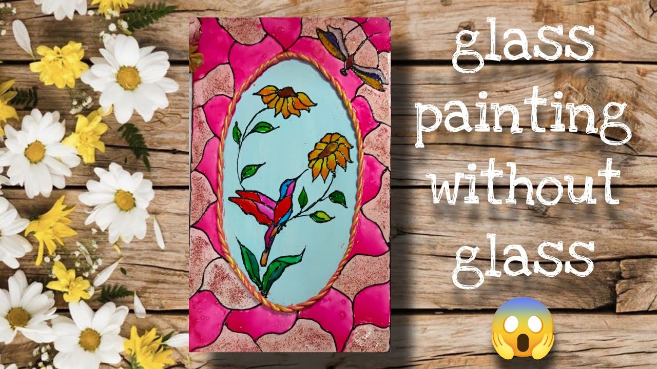 Painting using glass colour/ glass painting without glass 🤔 ...
