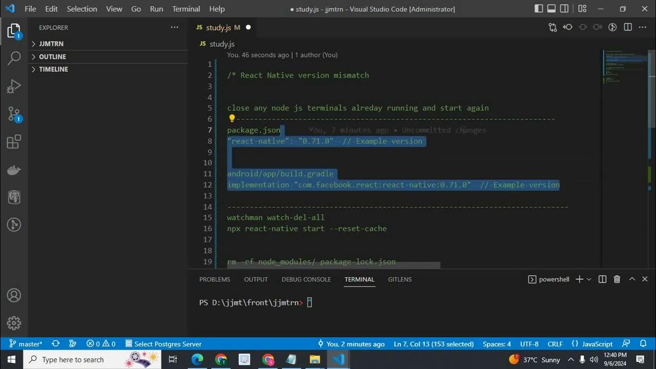 React Native version mismatch android ios solved - YouTube