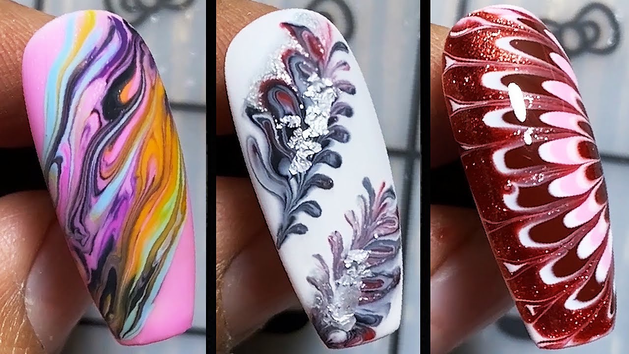 Easy Drag Marble Nail Designs!| Nail Art Compilation #402 | Nailicious ...