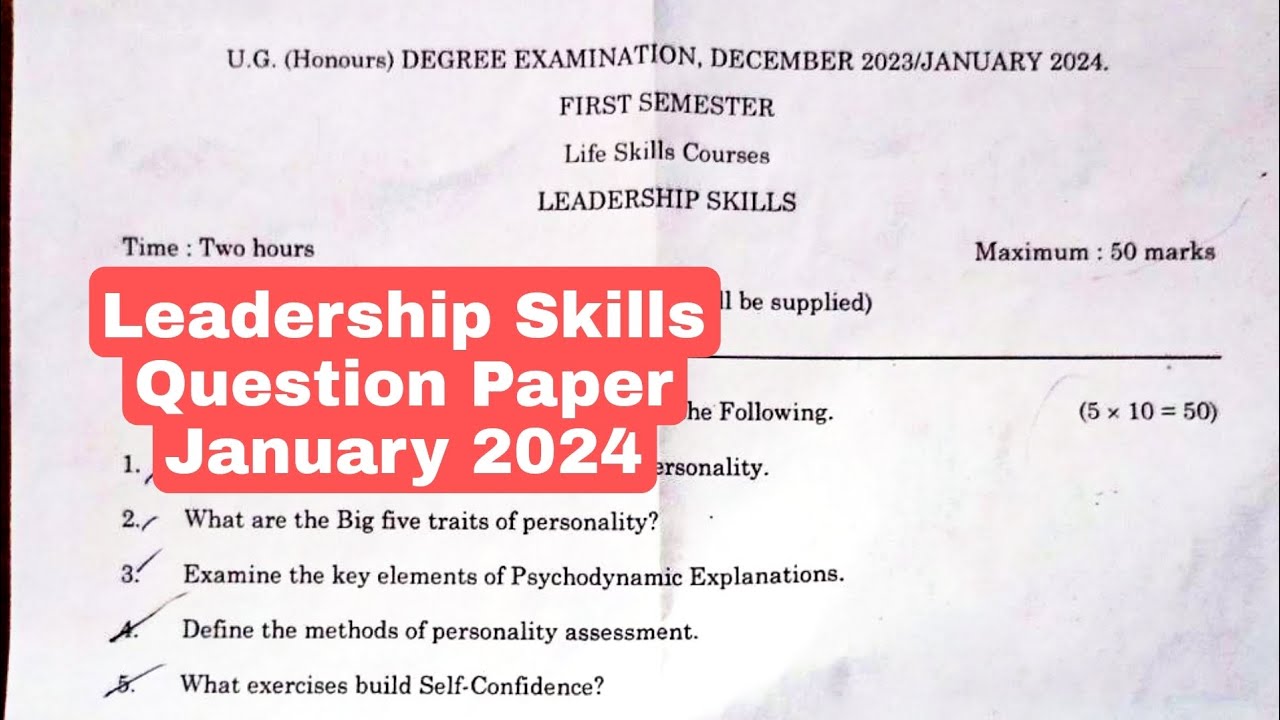 Degree Semester 1 - Leadership Skills Question Paper Degree 1sem ...