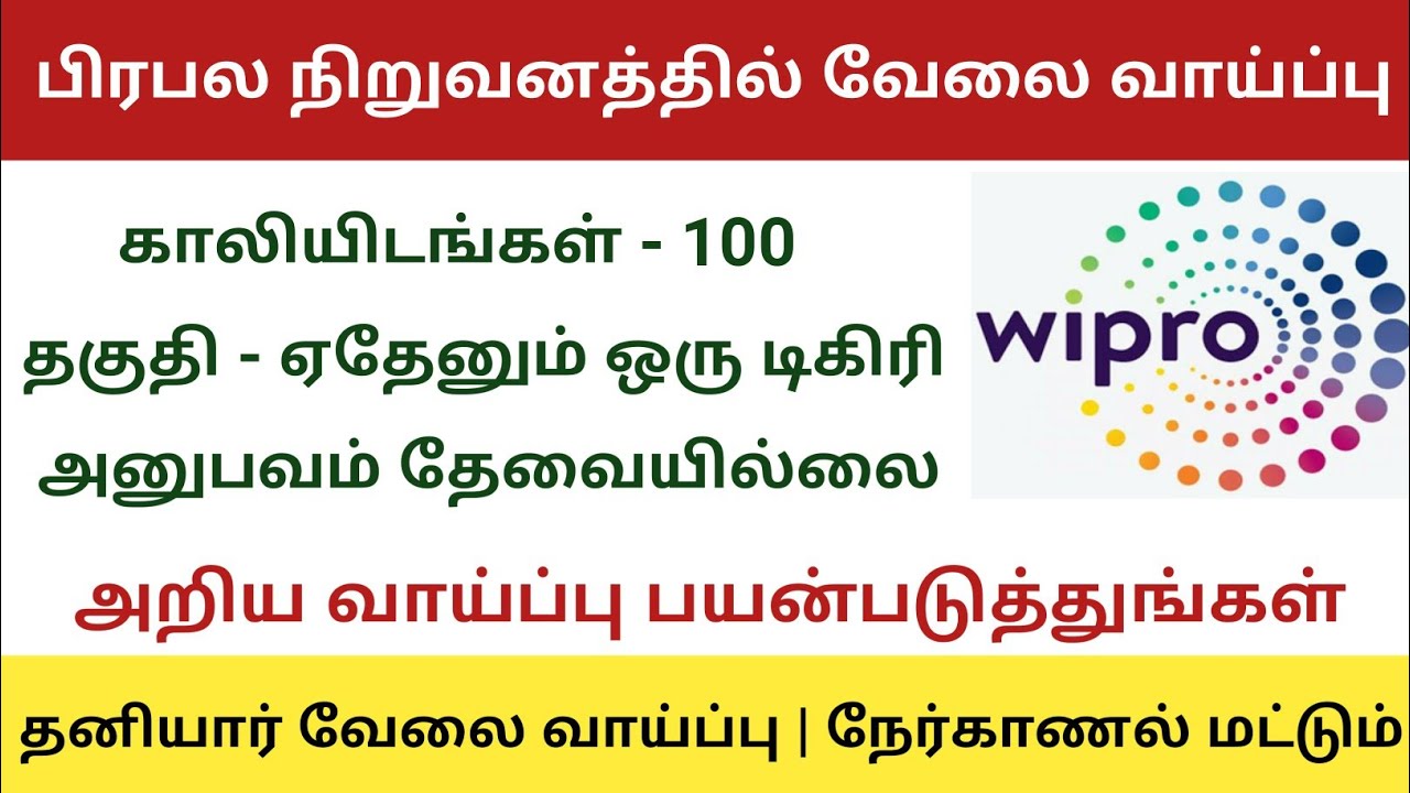 Wipro chennai Recruitment 2020 | Qualification : Any degree | Freshers ...