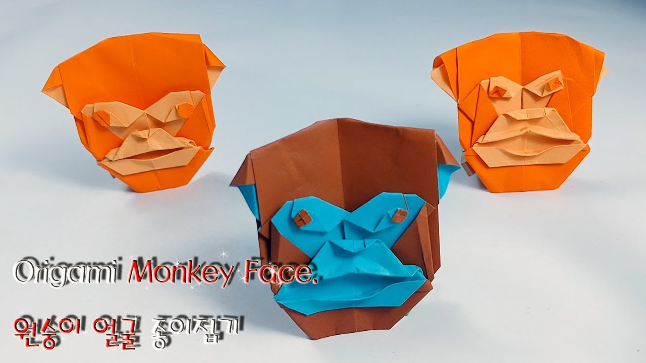 Origami Monkey Face 원숭이 얼굴 종이접기 - YouTube