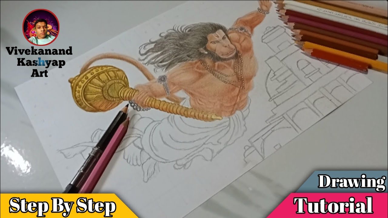 Hanuman Ji Drawing Full Body, Hanuman Ji Drawing, Hanuman Ji Colour ...