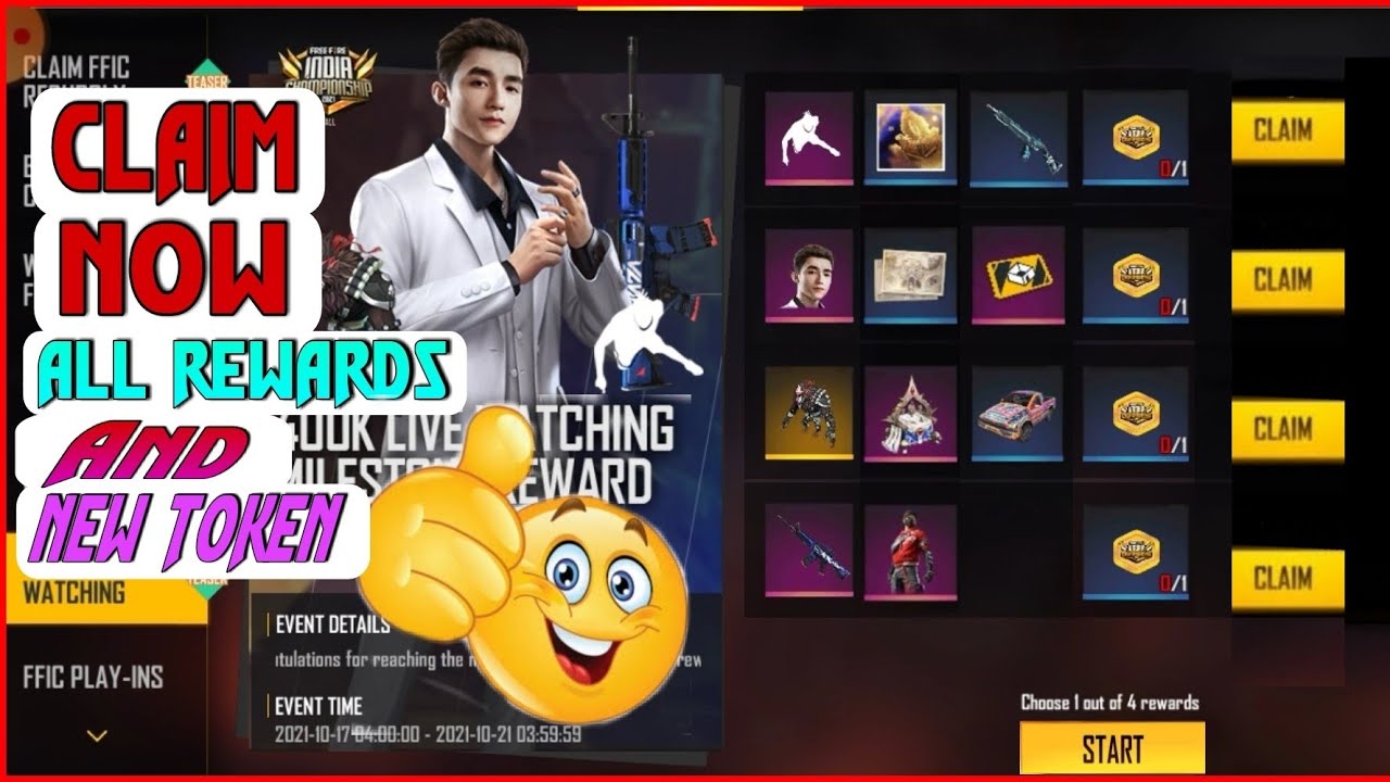 FREE FIRE NEW EVENT //FFIC LIVE WATCHING REWARDS// HOW TO GET FFIC GOLD ...