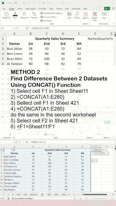 How to Compare Two Excel Sheets and Find Differences - Excel Tips and ...