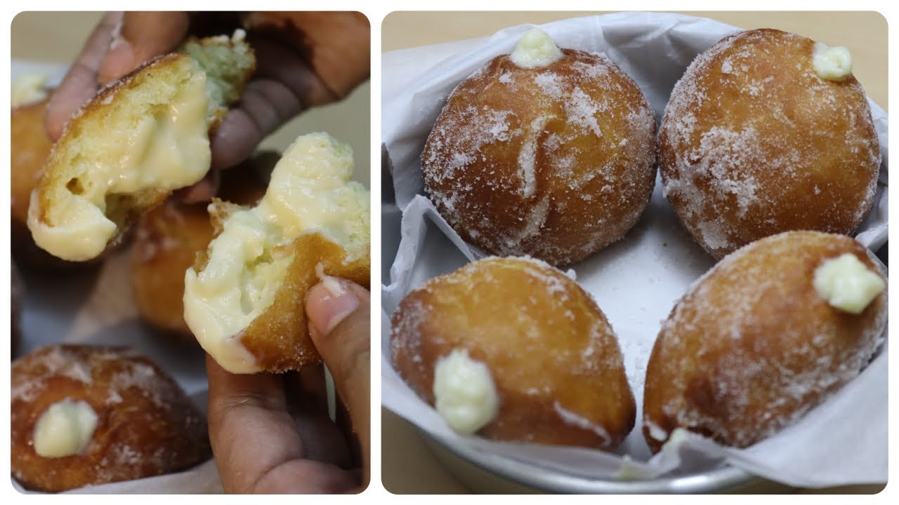 VANILLA CUSTARD CREAM DONUTS | CREAM FILLED DONUTS ( no oven ) - YouTube