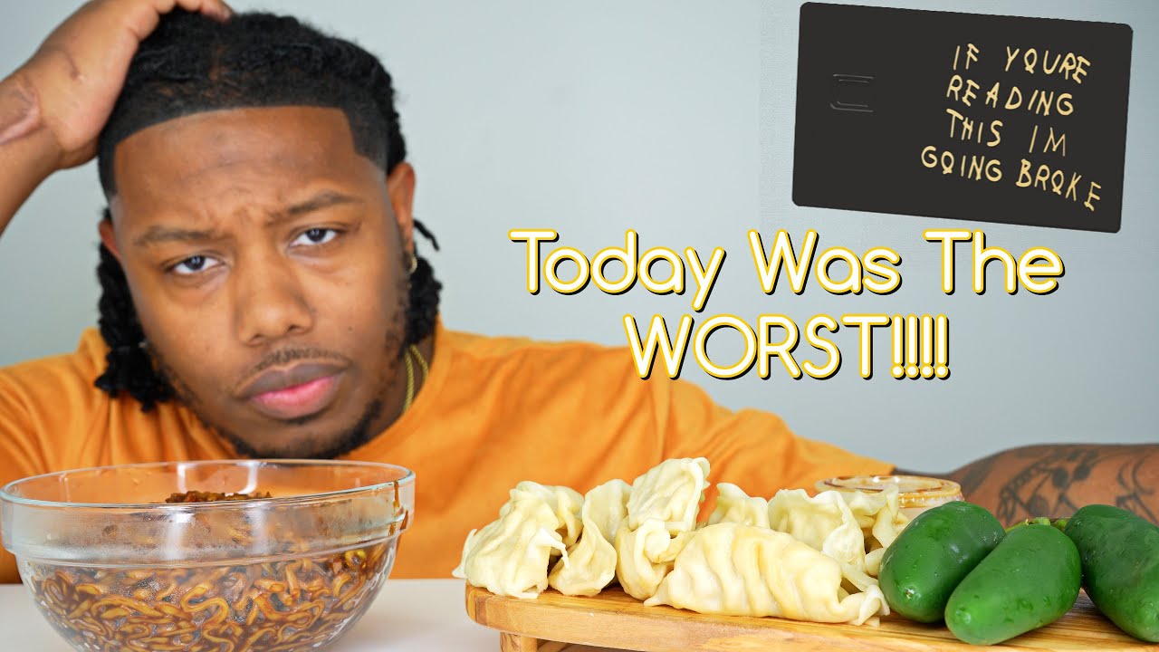 I'm Going Broke | Black Bean Noodles | Pot Stickers Mukbang - YouTube