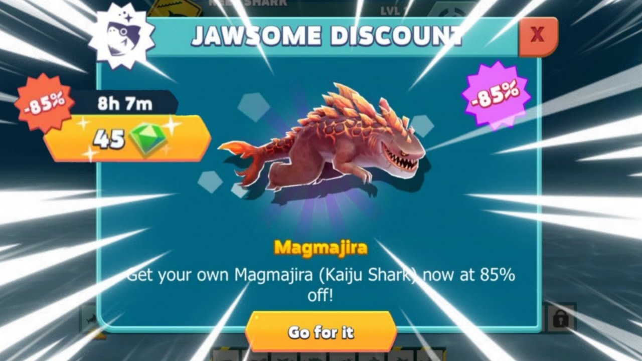 GOT MAGMAJIRA 85% OFF (ONLY 45 GEMS) - Hungry Shark Evolution - YouTube