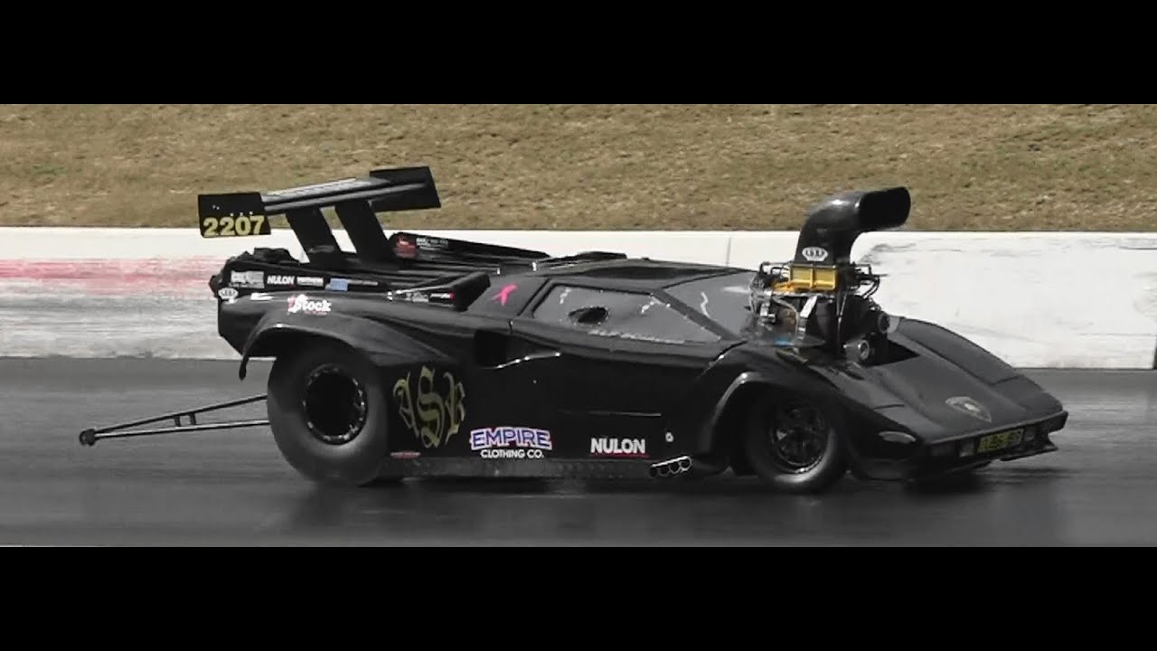 LAMBORGHINI CONTACH DRAG CAR ALF SCIACCA RACING 7.22 @ 191 MPH - YouTube