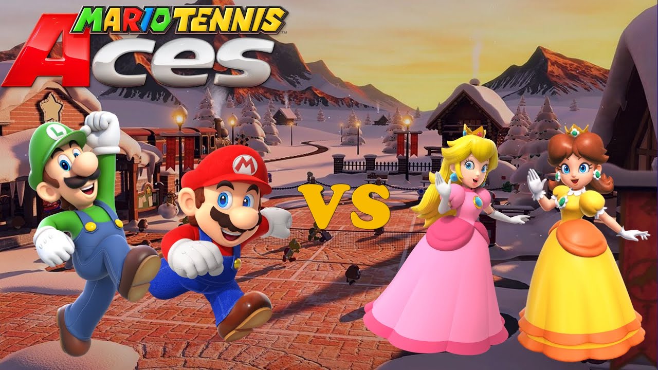 Mario Tennis Aces - Luigi and Mario vs Daisy and Peach - Snowfall ...