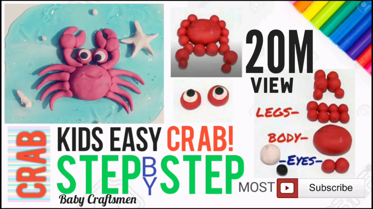 kids Clay Cute Red CRAB Modeling (Easy) Step by step - YouTube