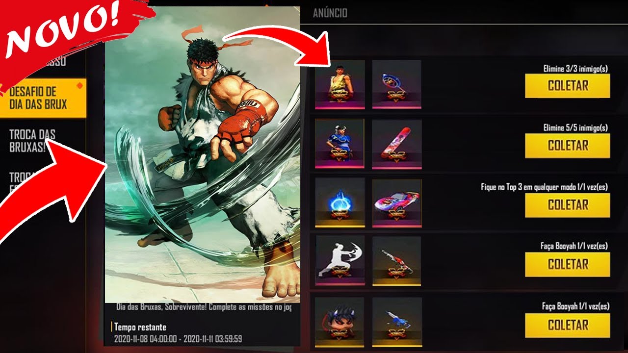 🔥 EVENTO STREET FIGHTER! SKIN RYU E CHUN LI! EMOTE RADOUKEN! PAREDE DE ...
