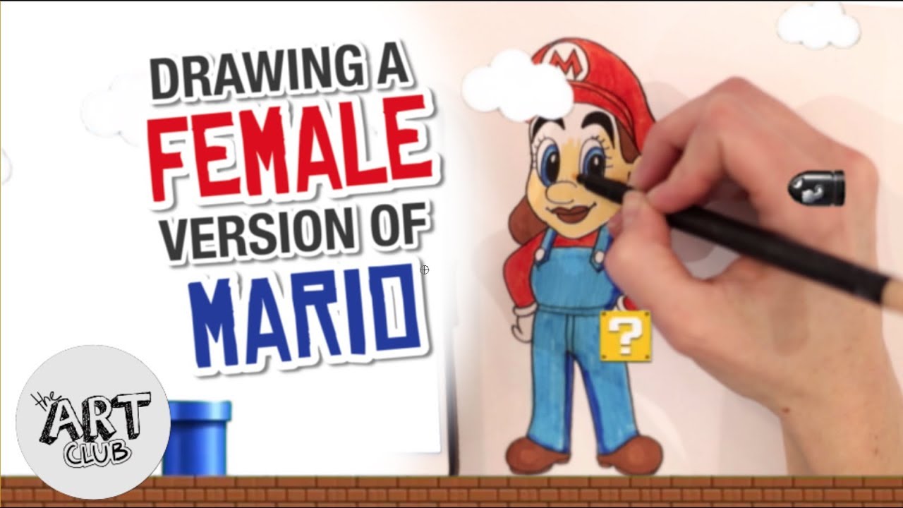 Drawing a FEMALE Version of MARIO - YouTube