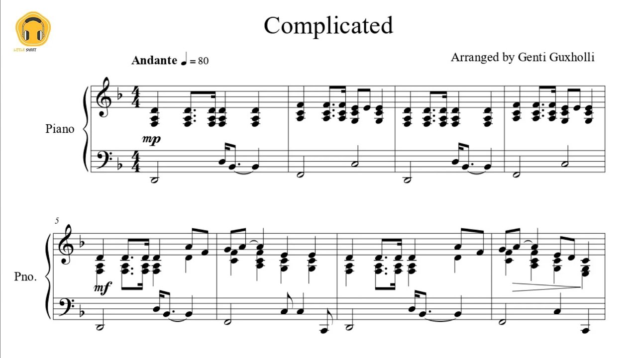 Complicated by Avril Lavigne (Piano Solo/Sheets) - YouTube