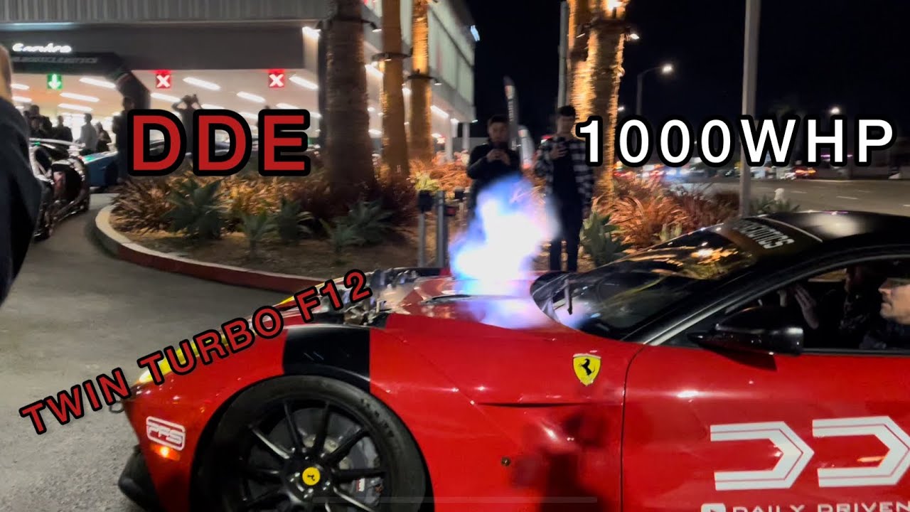 DAY 2! DDE TWIN TURBO F12 GOES CRAZY AT CAR MEET (BAY TO LA RALLY ...