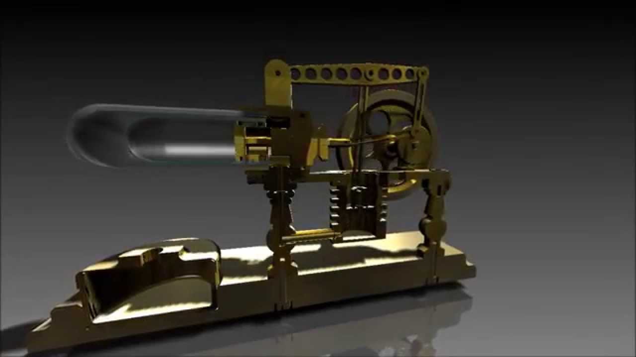 solidwork animation stirling engine - YouTube