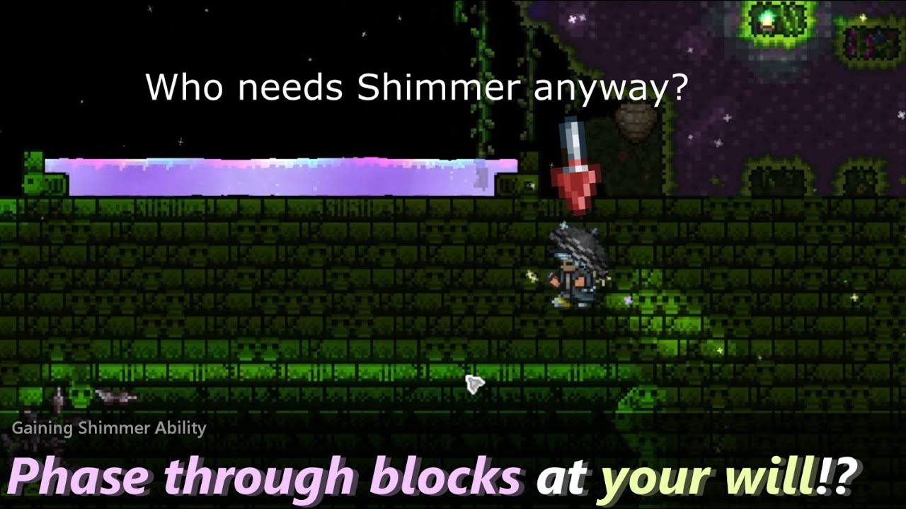 Transmuting yourself in Terraria Shimmer ─ To get the power of phasing ...