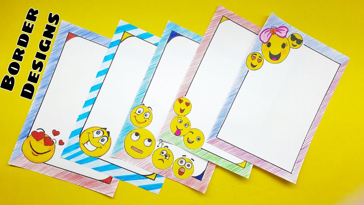 Emoji Border design/emoji Border/emoji Border for project/smiley Border Design/a4 size paper ...