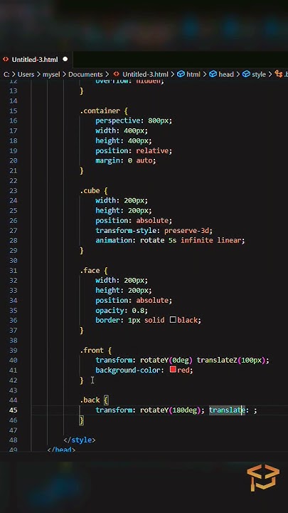 Rotating 3D Cube | HTML and CSS Tutorial for Beginners | #shorts - YouTube