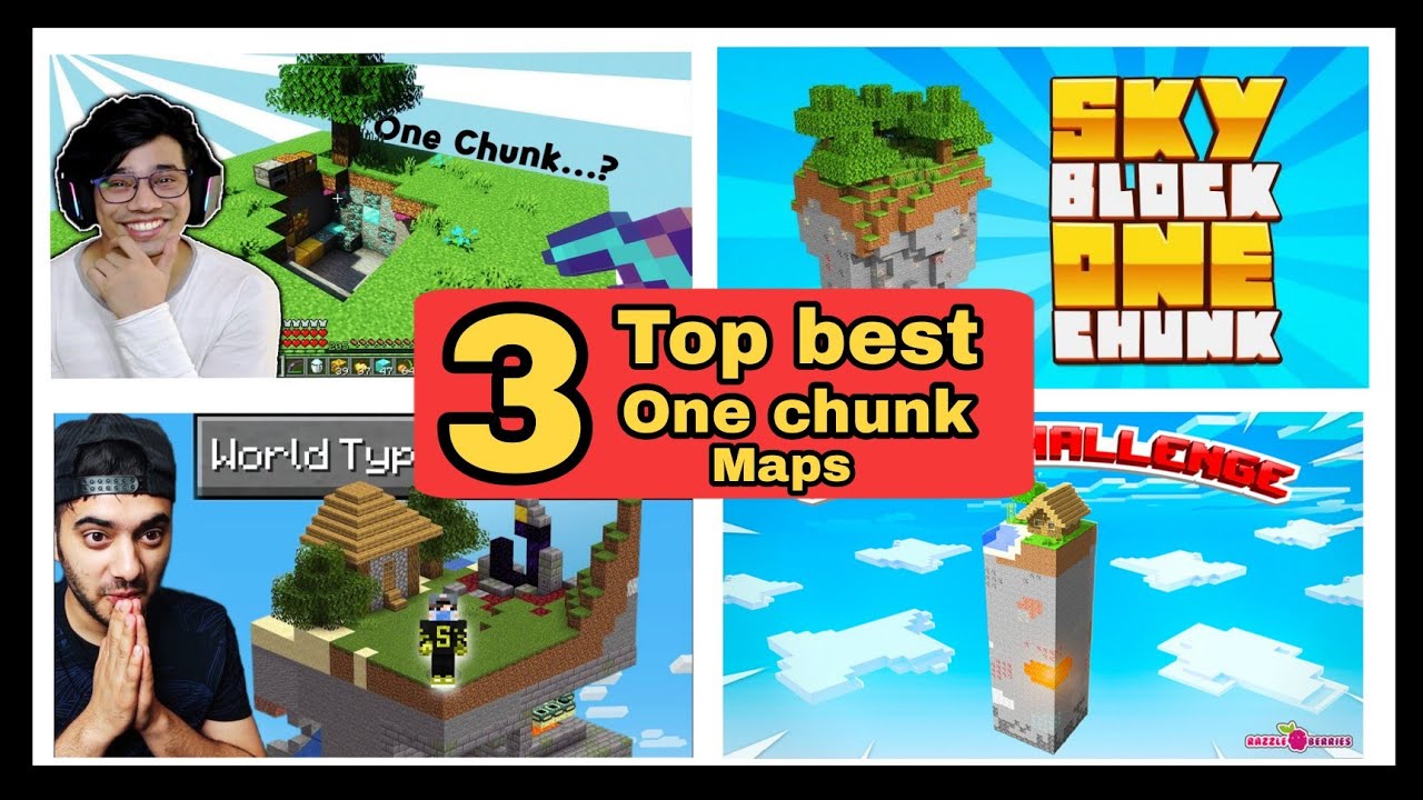 Top 3 best one chunk maps download for android || Minecraft best one ...
